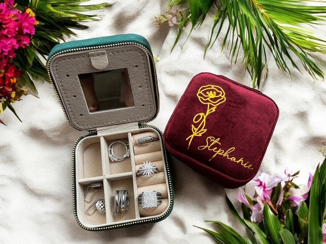 MAROON Italian Velvet Jewelry Boxes | Birthday Gift | Custom Travel ...