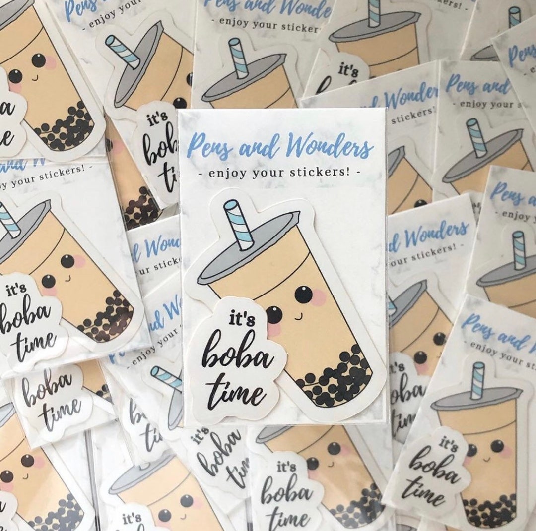 Milk Tea Boba Sticker It's Boba Time Twin Pack - Etsy