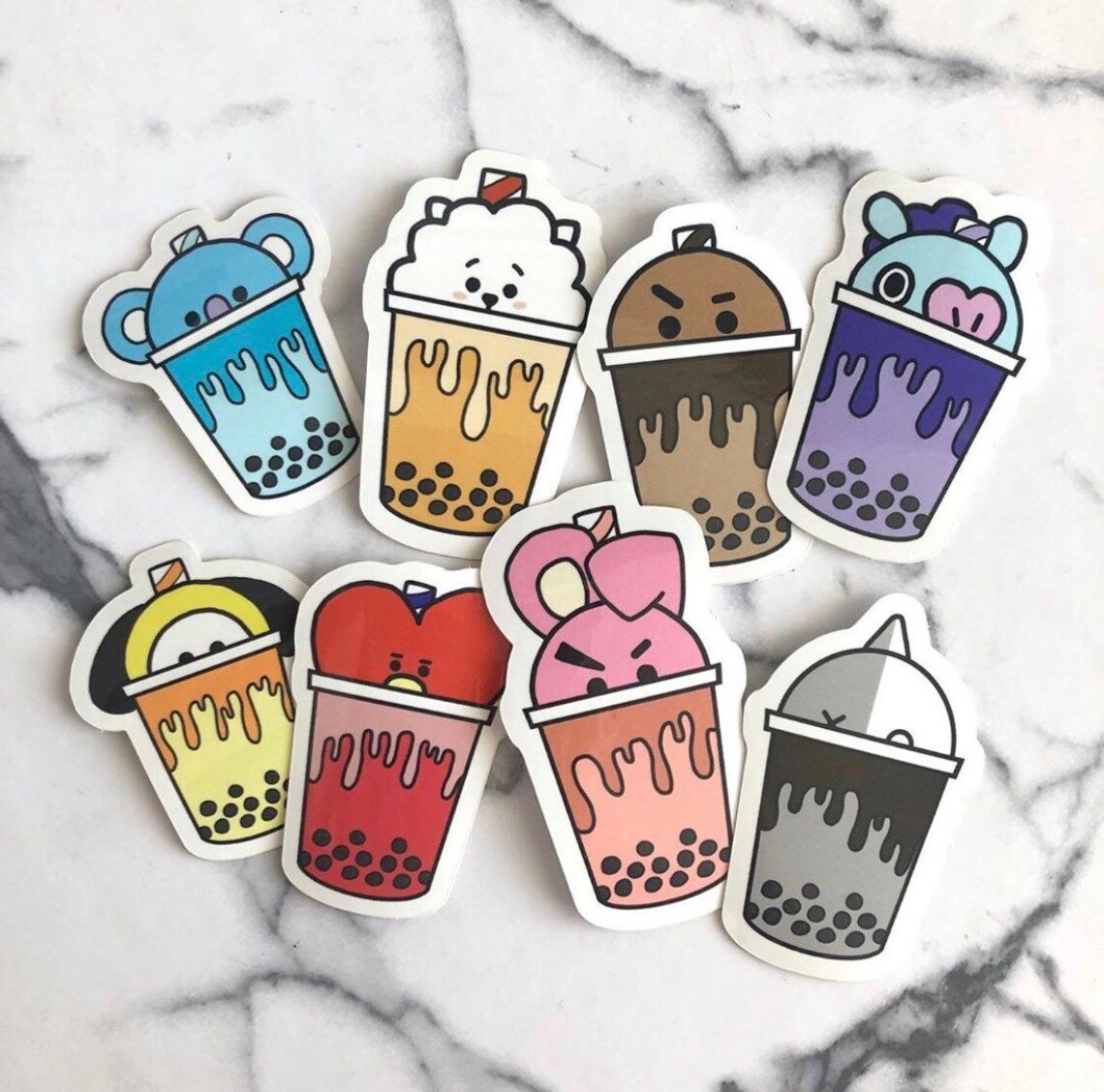 BT21 Boba Tea Stickers BTS x Boba BT21 Themed Bubble Tea | Etsy