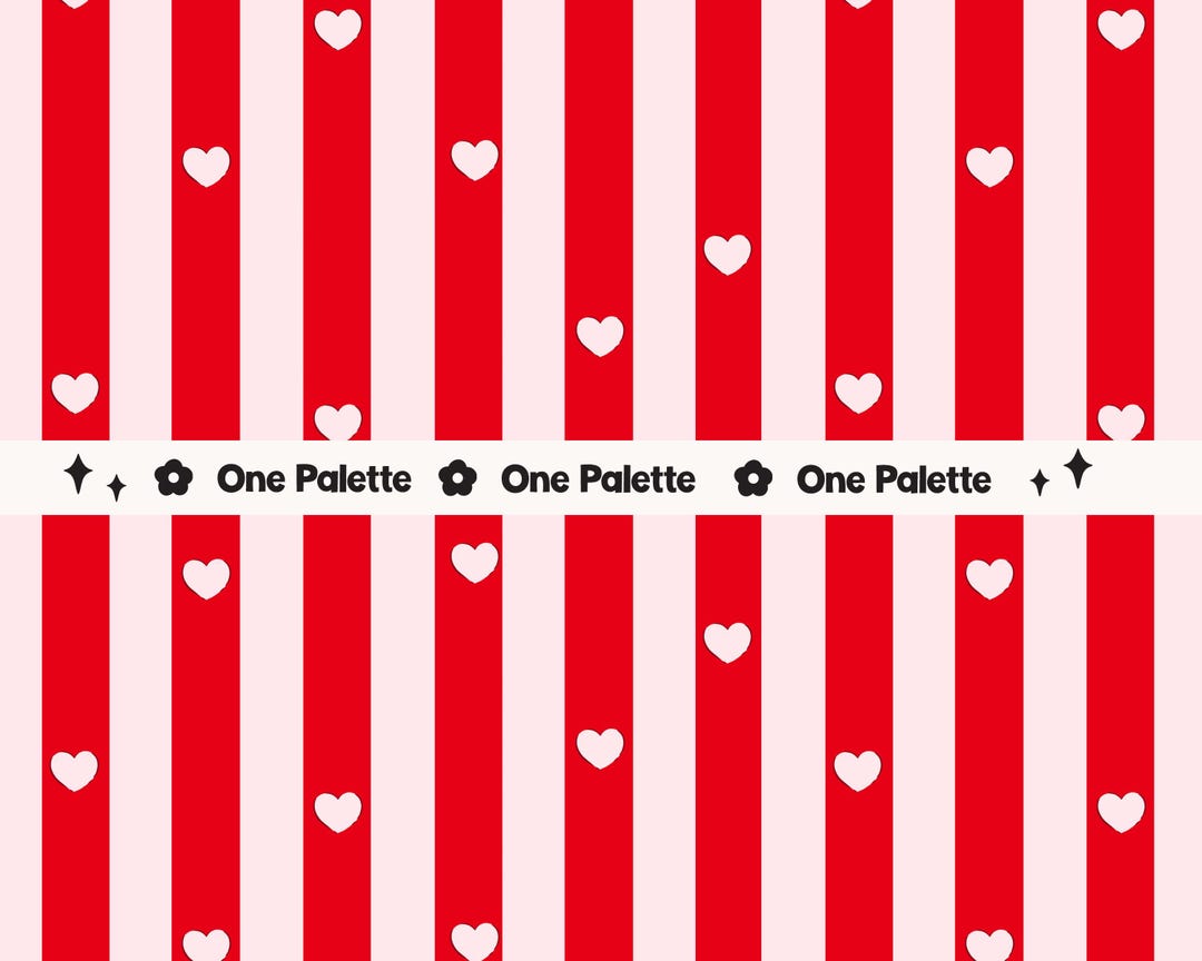 RED STRIPE HEART | Valentines Day Seamless Digital Pattern, Striped ...