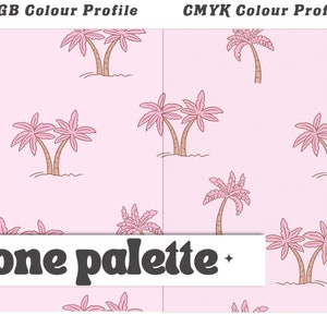 PINK PALMS | Summer Beach Pastel Palm Tree Seamless Digital Pattern ...