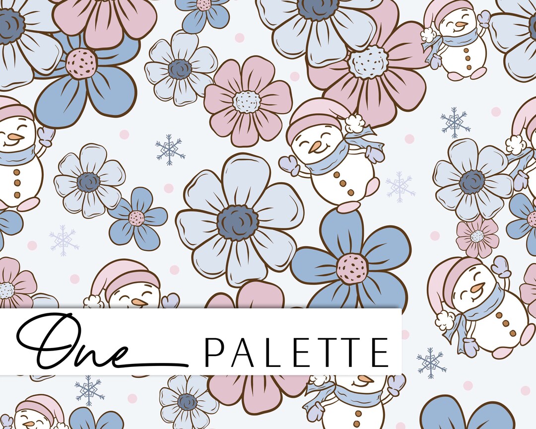 FROSTY | Pastel Floral Christmas Seamless Digital Pattern, Winter ...