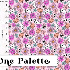 Floral Ghost Halloween Seamless Pattern: Spooky Skull Fall File ...