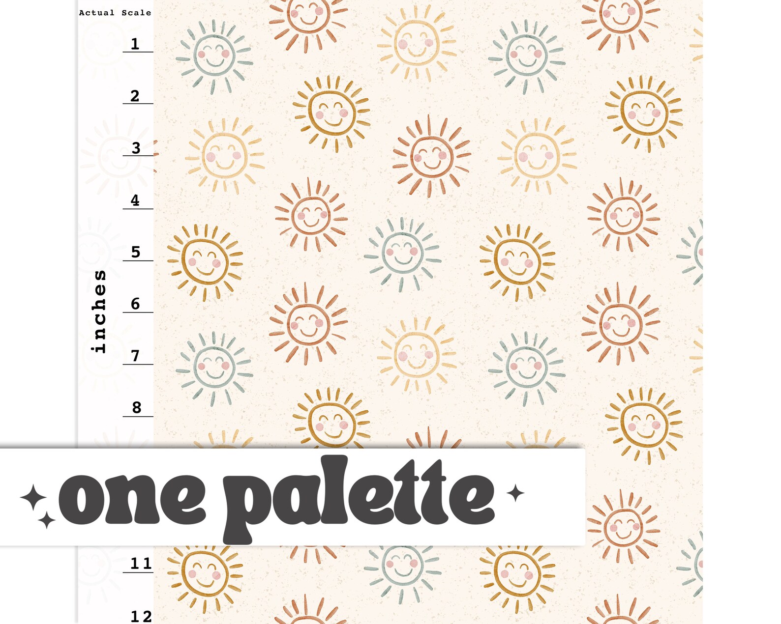 Watercolor Summer Sun Seamless Pattern: Boho Fabric File (digital ...