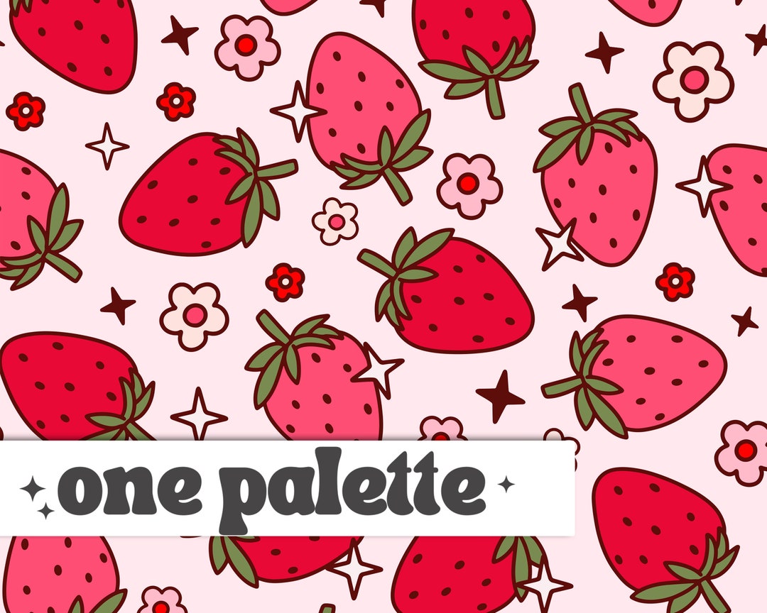 SWEET STRAWBERRY | Strawberry Spring Floral Seamless Digital Pattern ...