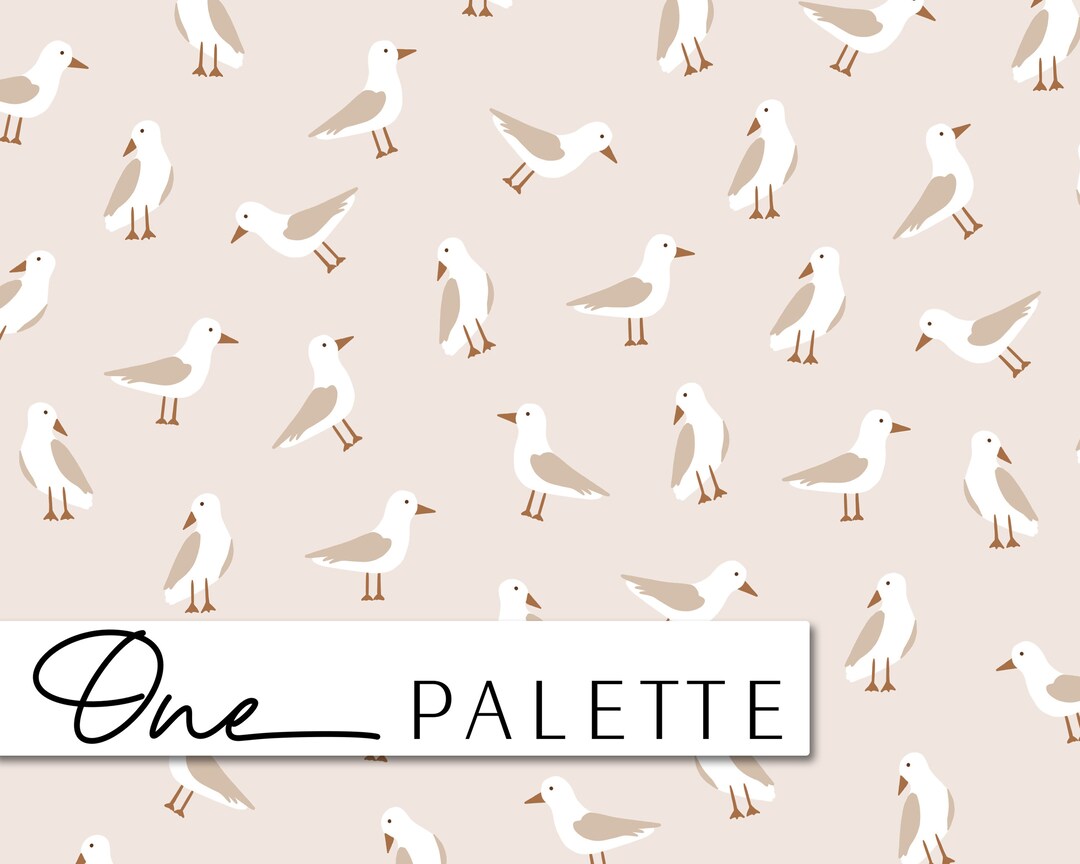 Boho Seagull Fabric Pattern: Neutral Repeat Design (digital Download ...