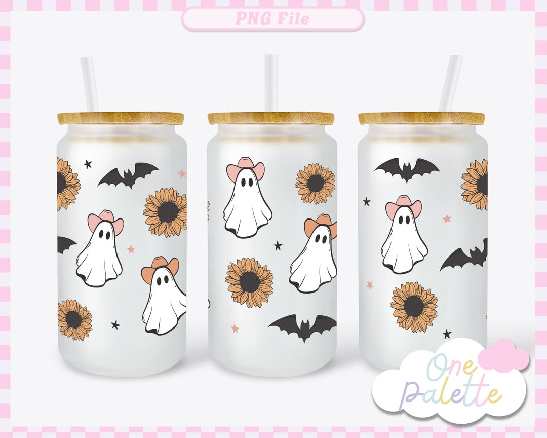 Cowboy Ghost Halloween Libbey Glass Tumbler Wrap: Seamless PNG (digital ...