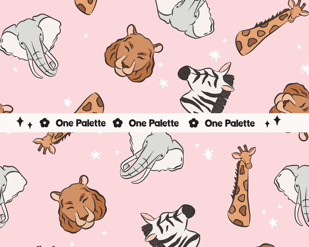 ZOO ANIMALS | Pink Zoo Animals Seamless Digital Pattern, Seamless ...