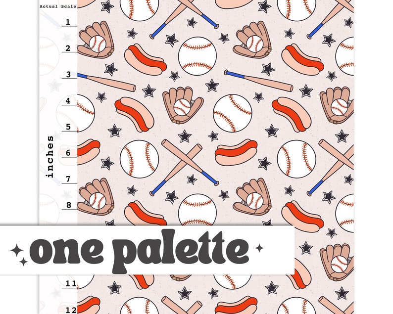 Baseball Summer Seamless Pattern: Trendy Fabric File (digital Download ...