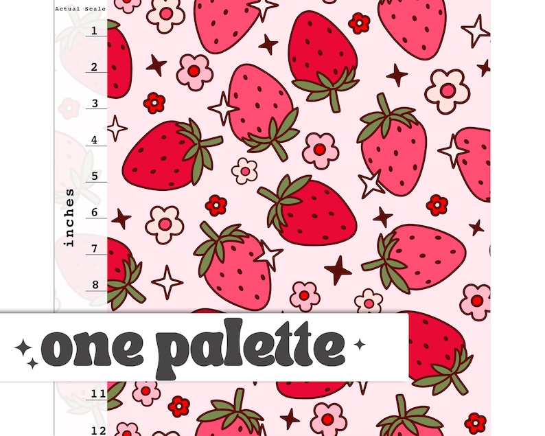 Strawberry Floral Seamless Pattern: Spring Fabric Design (digital ...