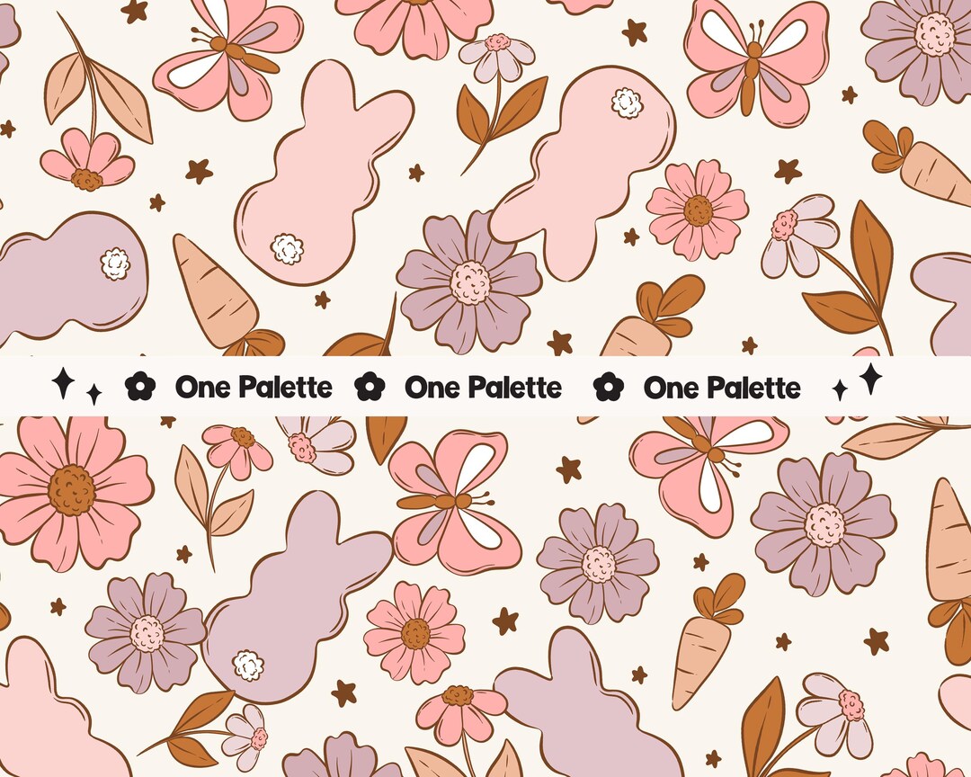 GRACIE | Easter Peeps Spring Floral Seamless Digital Pattern, Seamless ...