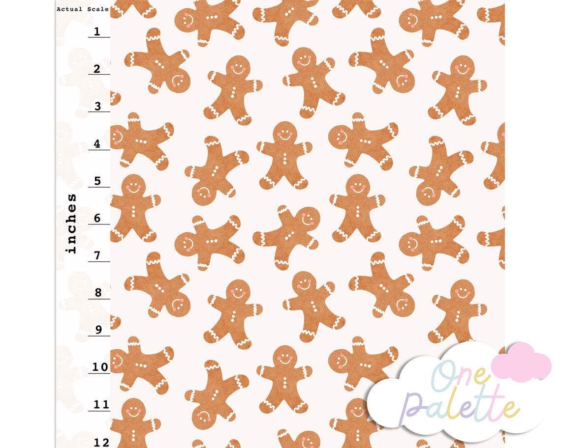 Gingerbread Man Christmas Fabric Pattern: Seamless Repeat File (digital ...