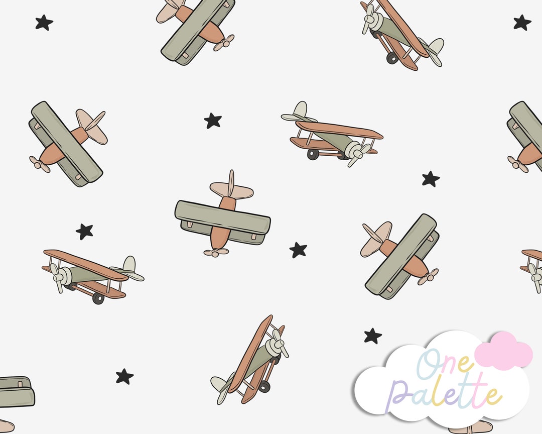 TYLER | Boy Plane Adventure Neutral Seamless Digital Pattern, Seamless ...