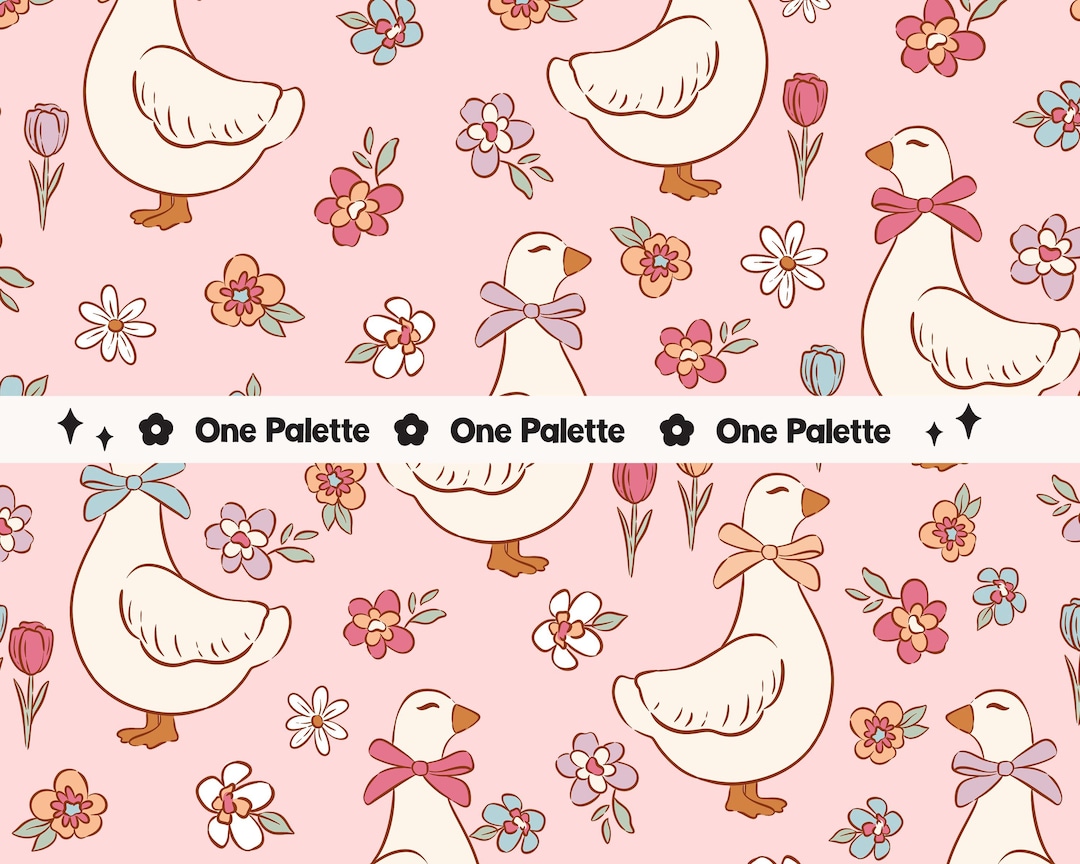 APRIL | Spring Ducks Floral Seamless Digital Pattern, Seamless Repeat ...