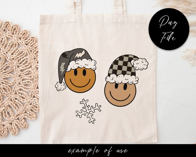 Retro Smiley Christmas Smiley Matching Clipart Digital - Etsy