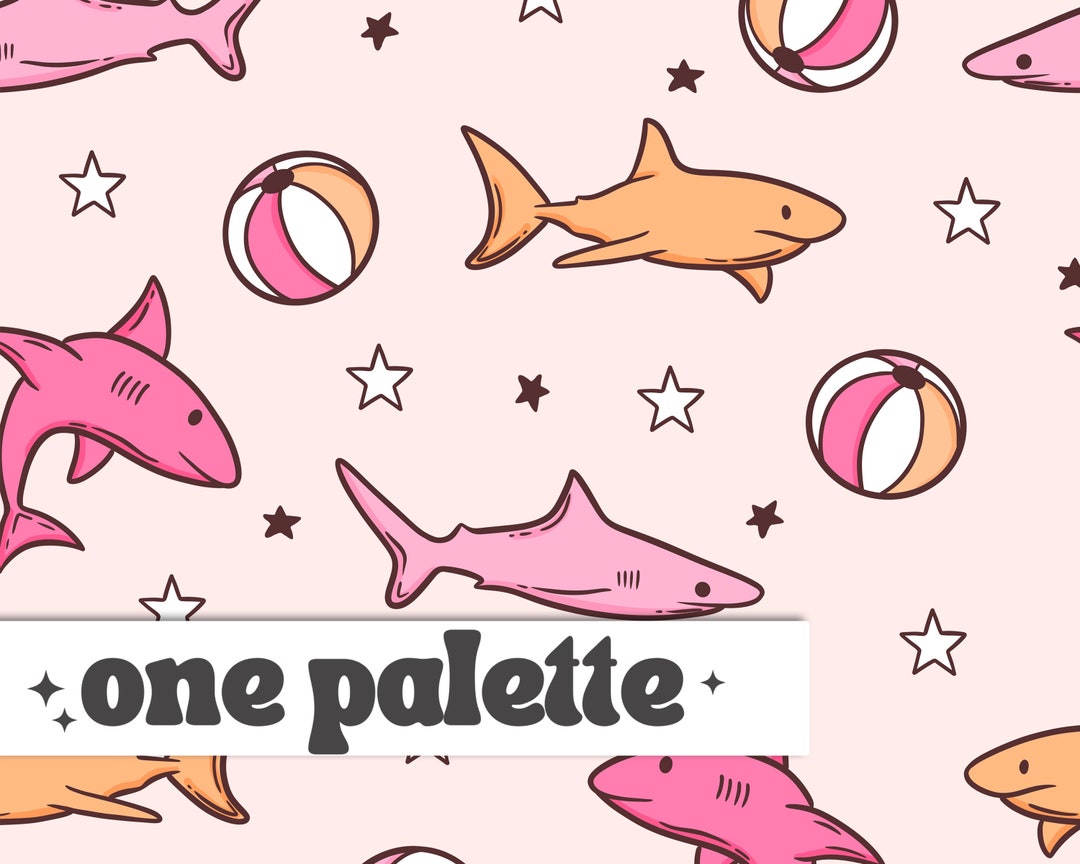 PINK SHARKS Summer Beach Seamless Digital Pattern Shark - Etsy