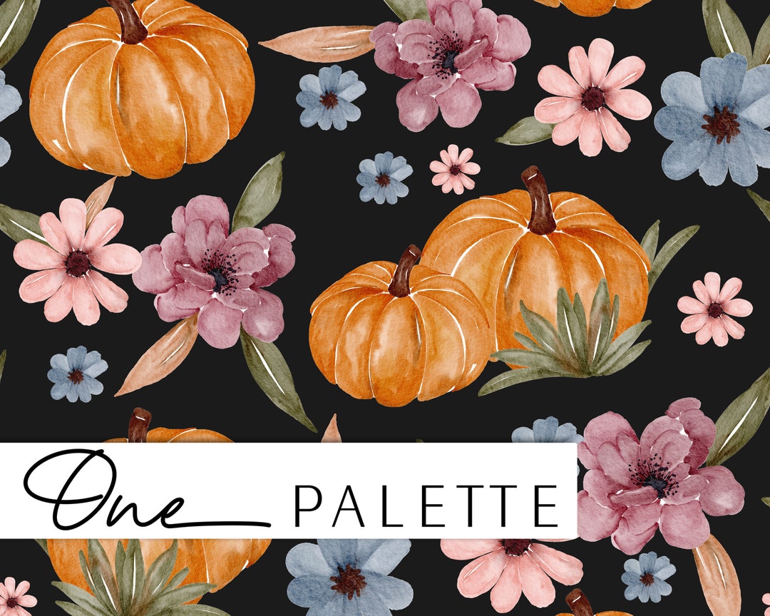 Watercolor Floral Pumpkins Seamless Pattern: Fall Design (digital ...
