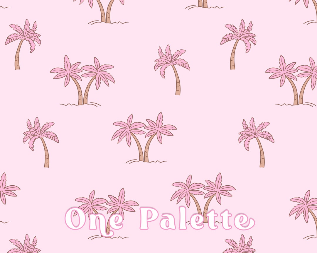 PINK PALMS | Summer Beach Pastel Palm Tree Seamless Digital Pattern ...