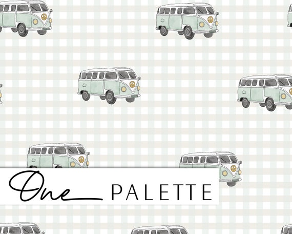 PARKER V2 Watercolor Combi Van Neutral Seamless Digital - Etsy
