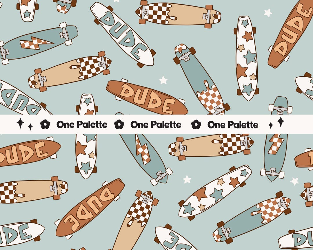 RONAN Boy Skateboard Dude Neutral Seamless Digital Pattern, Seamless ...