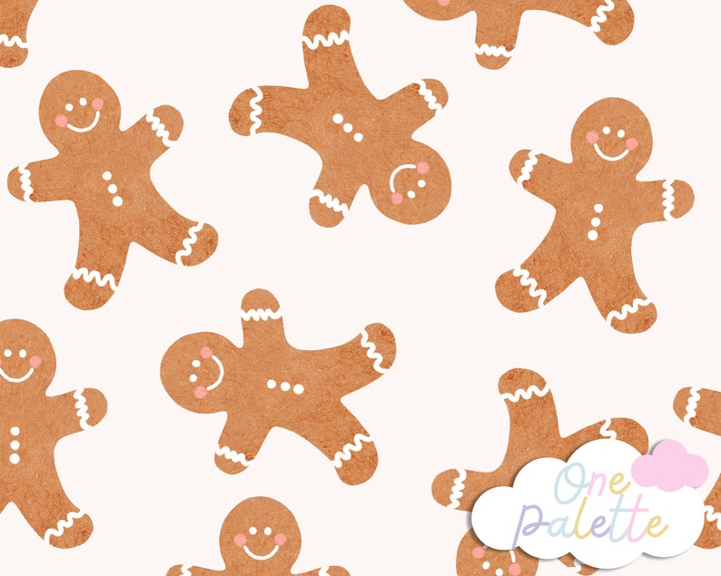 Gingerbread Man Christmas Fabric Pattern: Seamless Repeat File (digital ...
