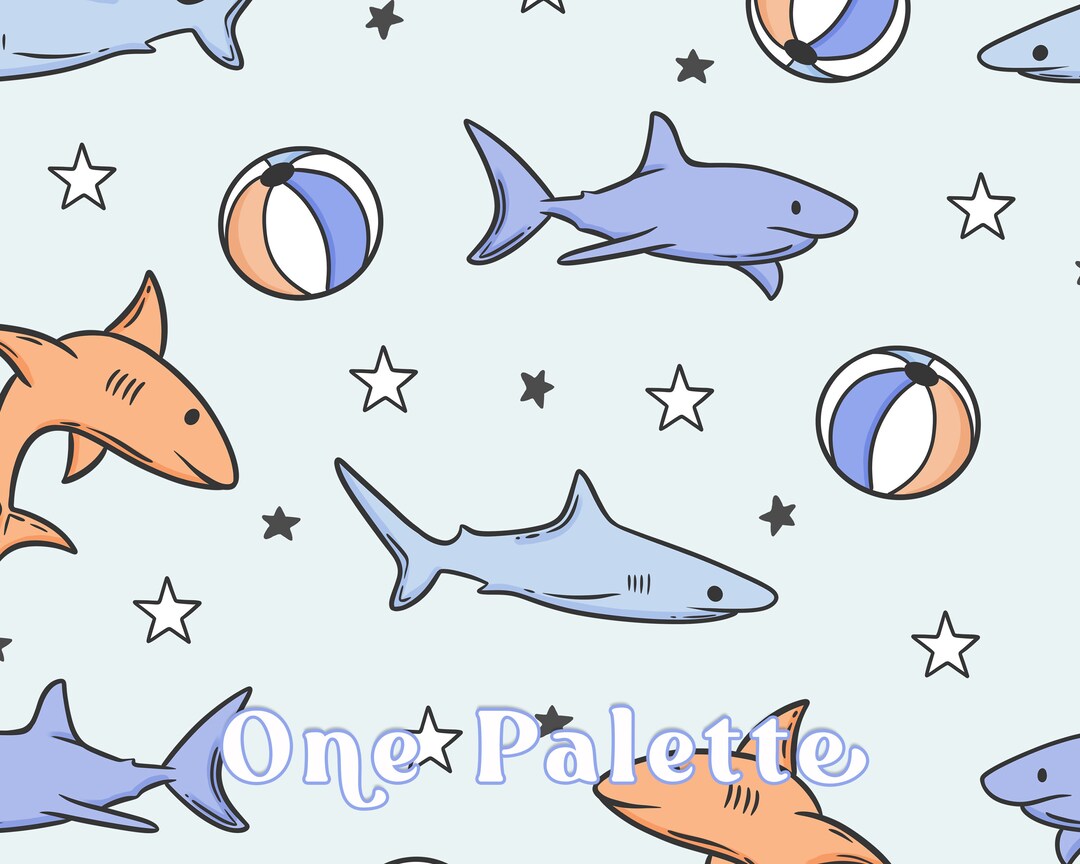 BLUE SHARKS | Summer Beach Seamless Digital Pattern, Shark Seamless ...
