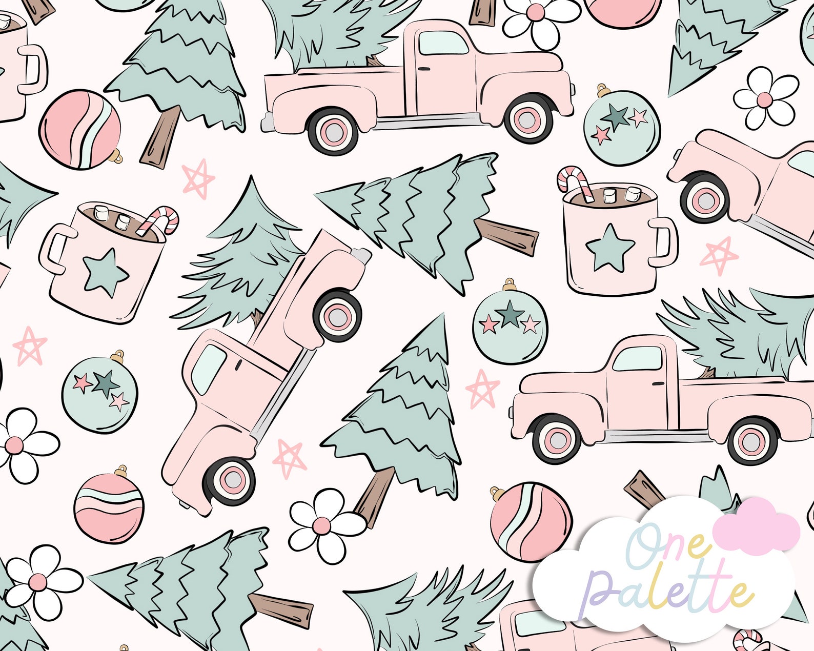 SWEET CHRISTMAS V1 | Pastel Christmas Seamless Digital Pattern, Sweet ...