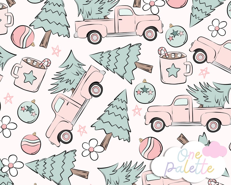 SWEET CHRISTMAS V1 | Pastel Christmas Seamless Digital Pattern, Sweet ...