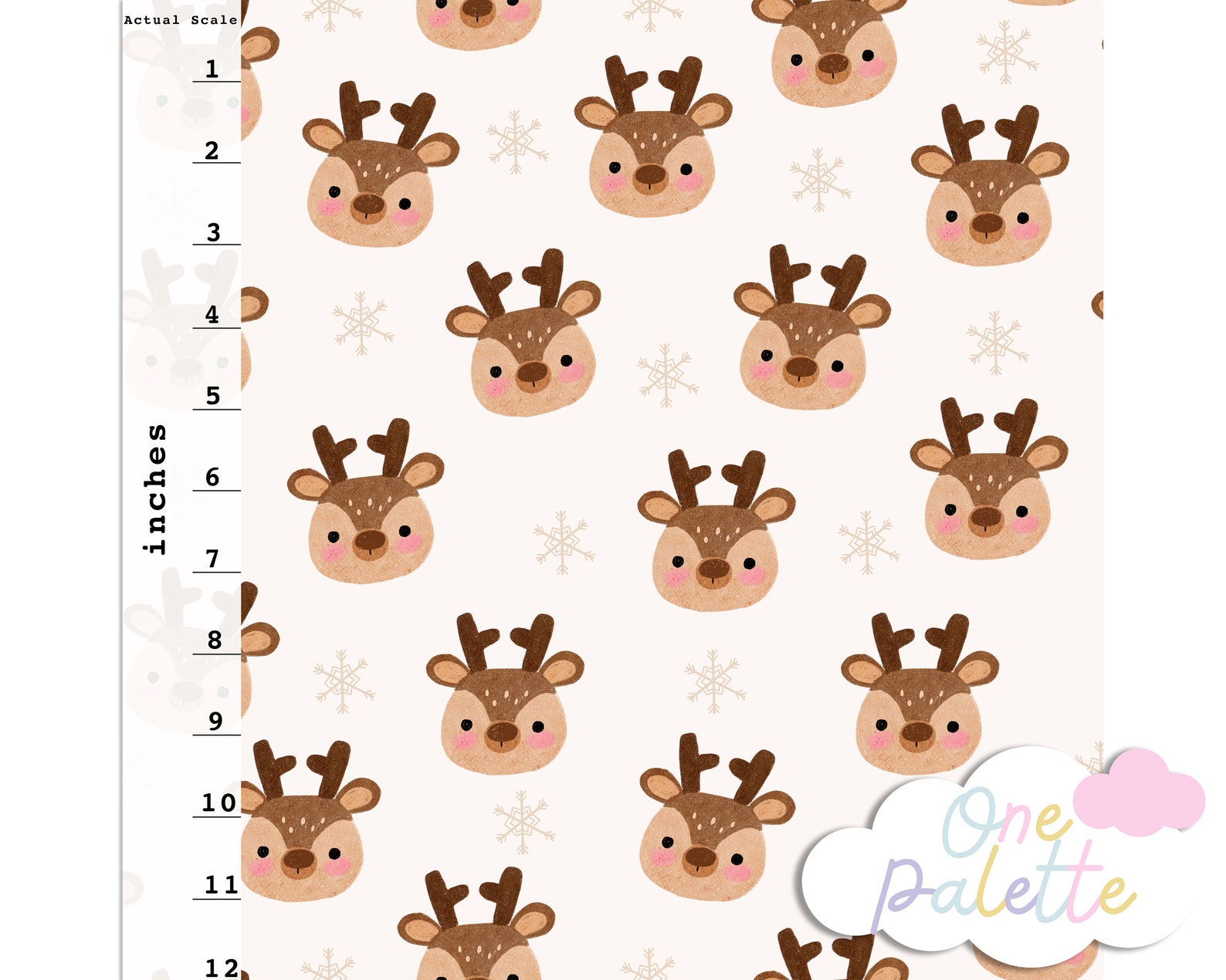 Reindeer Christmas Seamless Pattern: Rudolph Fabric File (digital ...