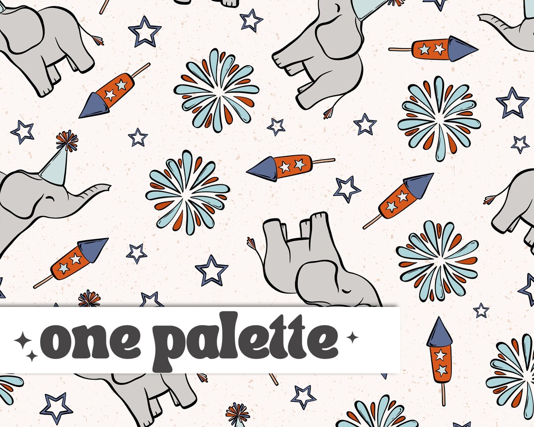 Patriotic Elephant Seamless Pattern: 4th of July Fabric File (digital ...