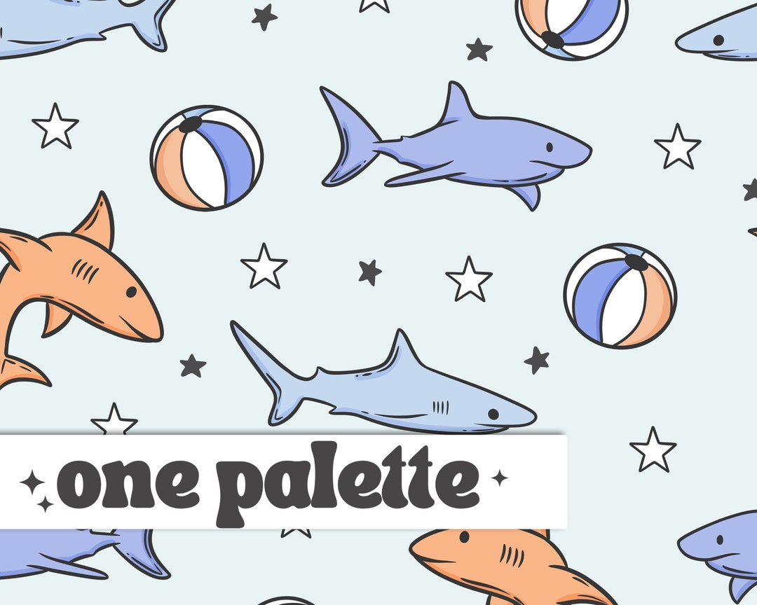 BLUE SHARKS Summer Beach Seamless Digital Pattern Shark - Etsy
