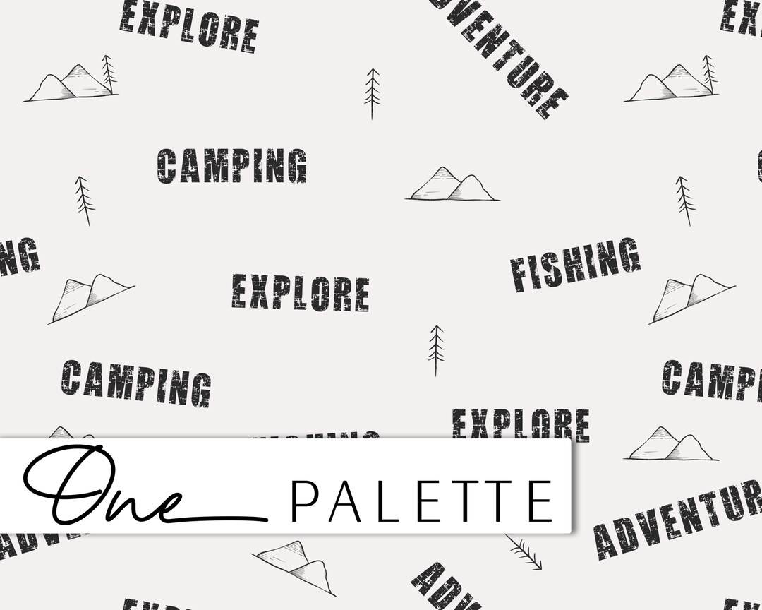ADVENTURE | Camping Seamless Digital Pattern, Seamless Repeat Pattern ...