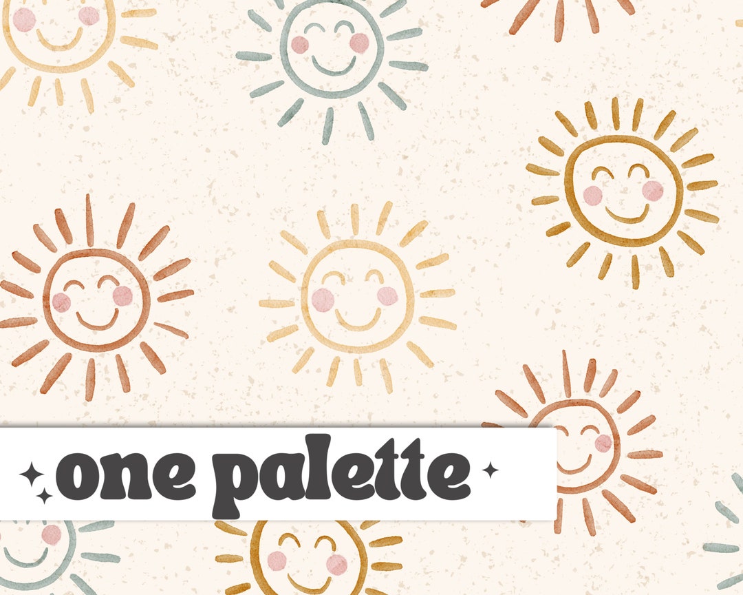 SUNNY | Watercolor Summer Sun Seamless Digital Pattern, Boho Seamless ...
