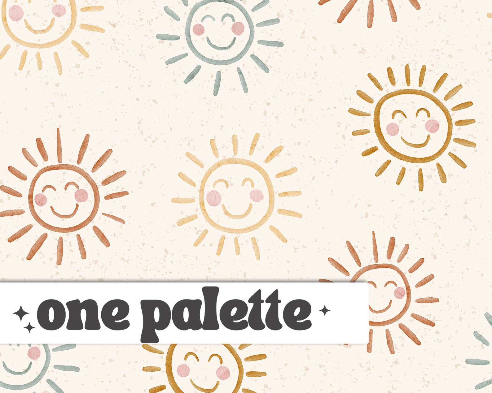 Watercolor Summer Sun Seamless Pattern: Boho Fabric File (digital ...