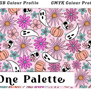Floral Ghost Halloween Seamless Pattern: Spooky Skull Fall File ...