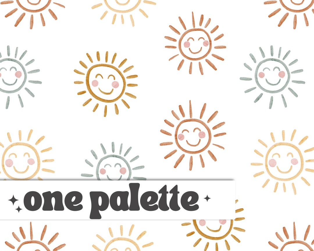 SUNNY V2 | Watercolor Summer Sun Seamless Digital Pattern, Boho ...