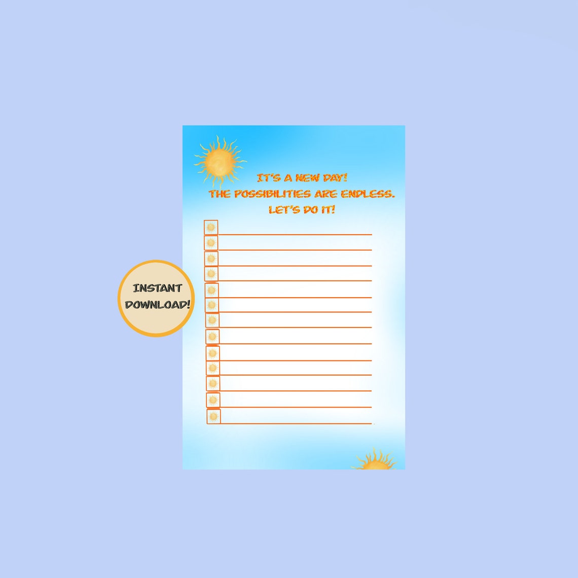 To Do List Instant Digital Download Printable PDF File Half - Etsy