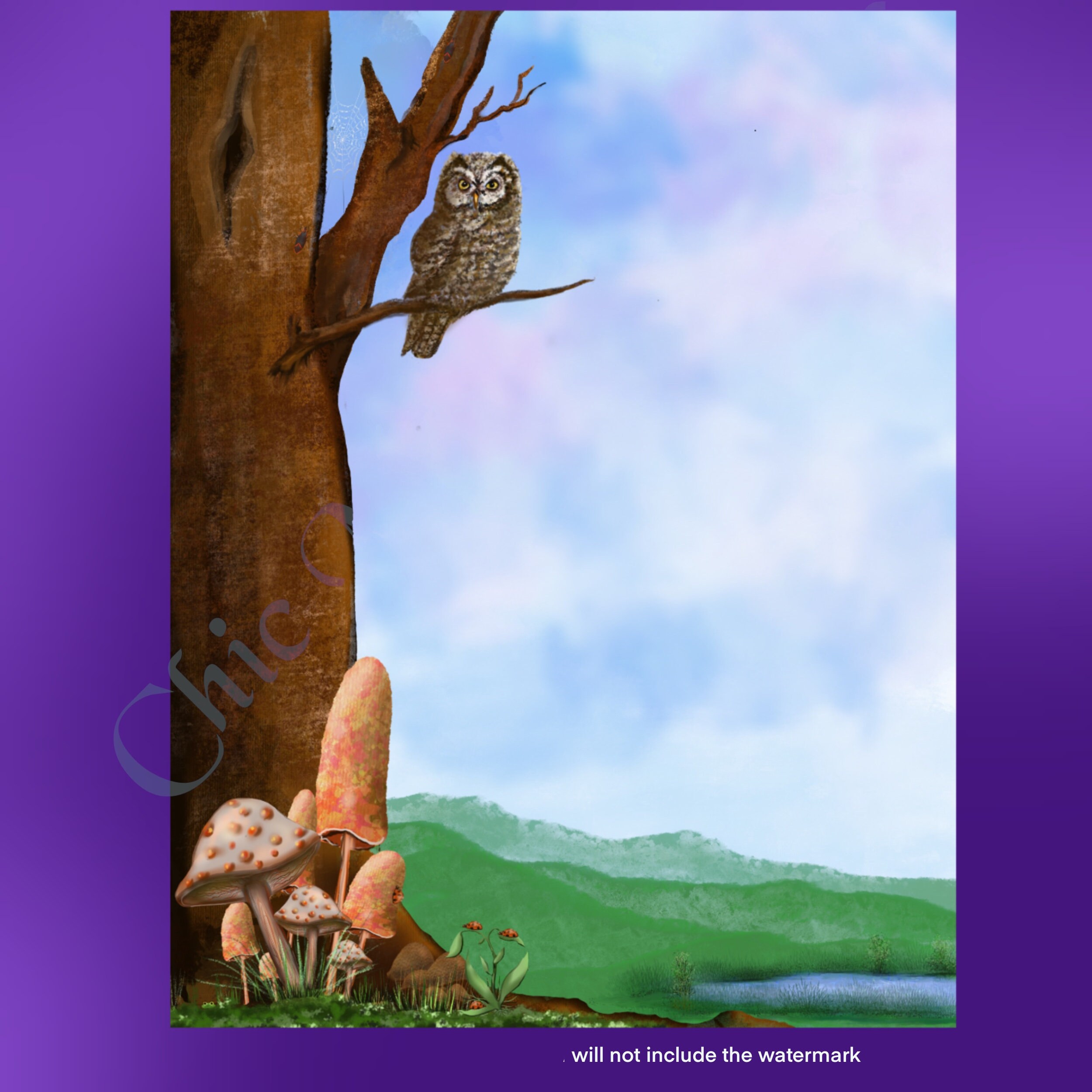 Owl Mushroom Nature Stationery Printable Writing Paper Scrapbooking ...