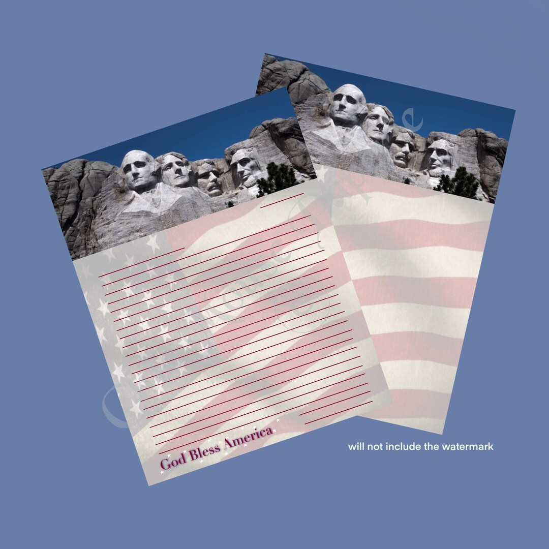 Mt. Rushmore Printable Stationery God Bless America Photography Digital ...