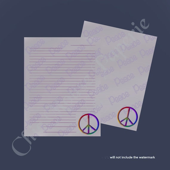 Peace Sign Stationery Rainbow Colors Printable Digital | Etsy