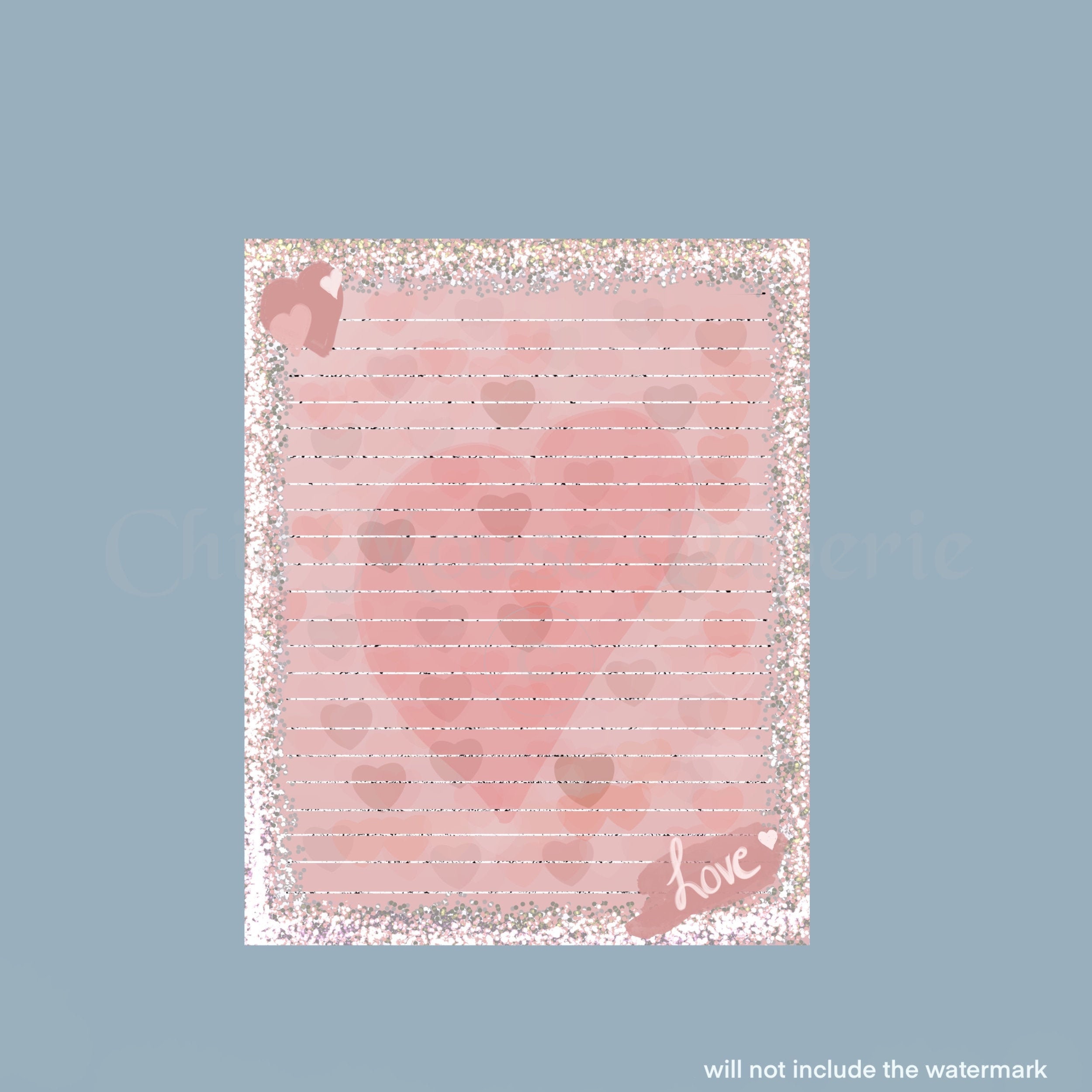 Love Hearts Journal Page Instant Download Printable 8 X 10 Jpeg Blush ...