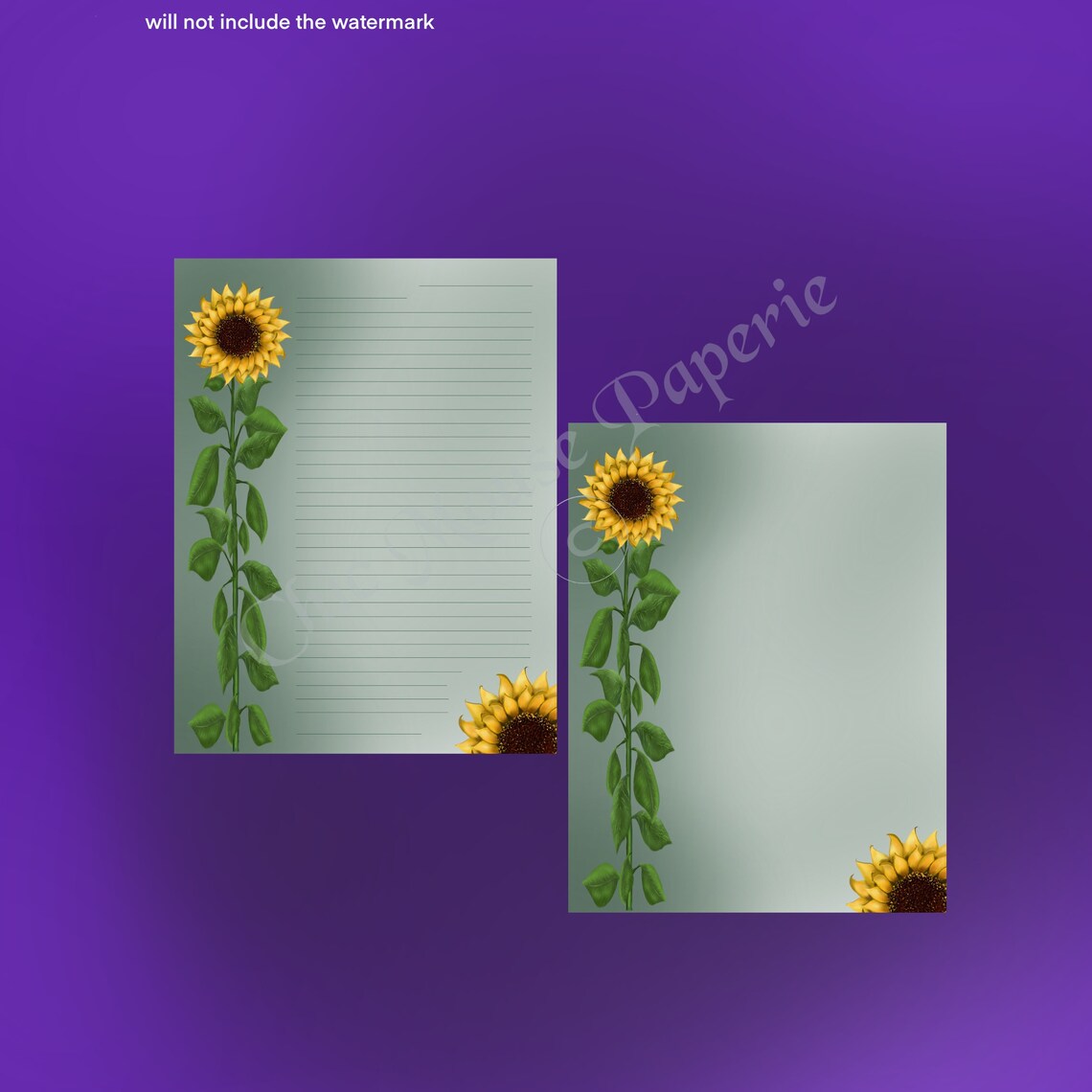 Sunflower Writing Paper Floral Yellow Printable Stationery | Etsy