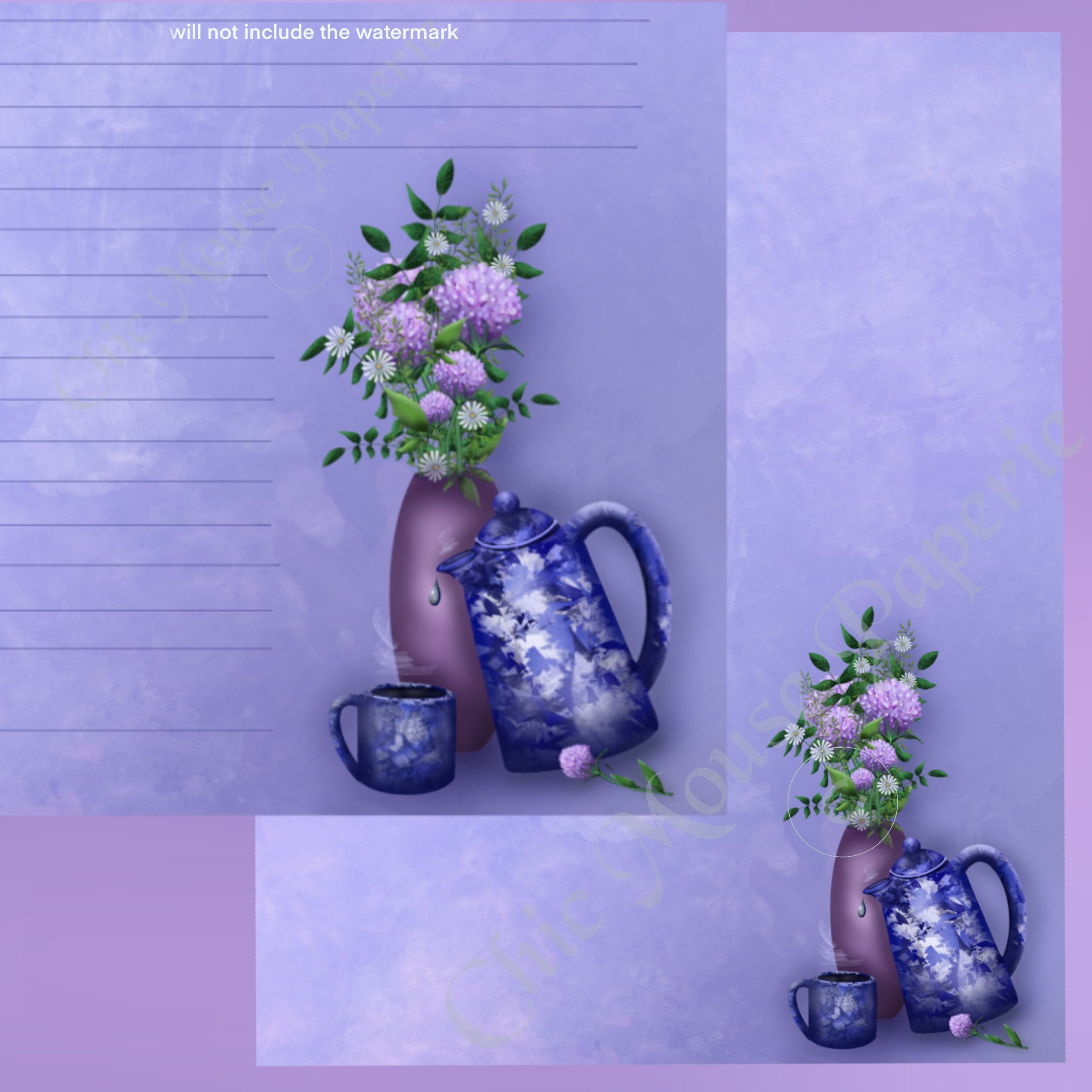 Coffee Floral Vase Stationery Printable Writing Paper Junk - Etsy