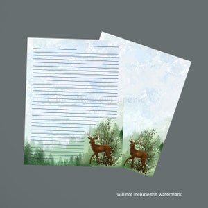 Deer Nature Scene Printable Stationery Junk Journal Insert Digital ...