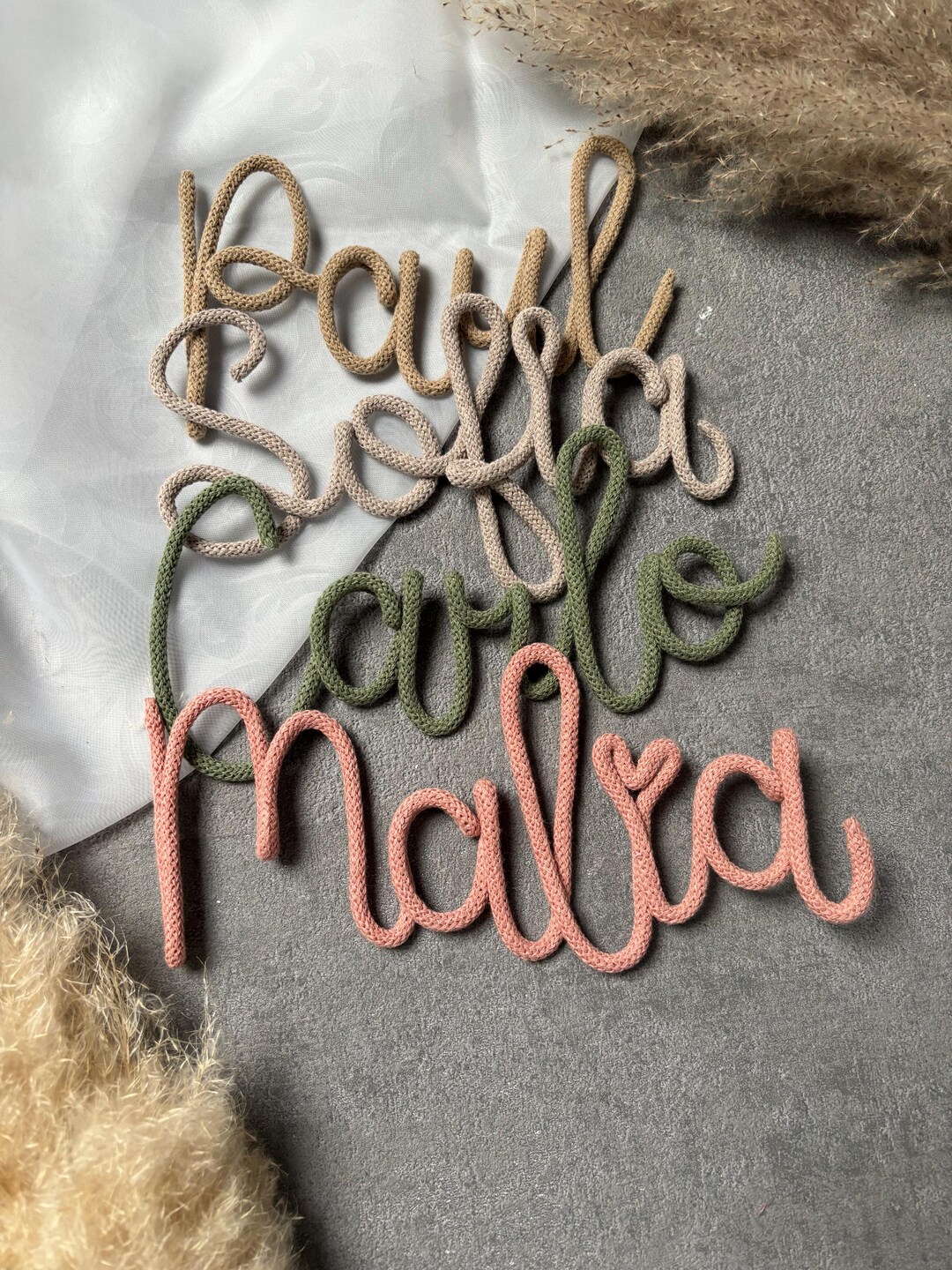 10 Cm Personalized Lettering Made of Wool and Wire Name Lettering Door ...