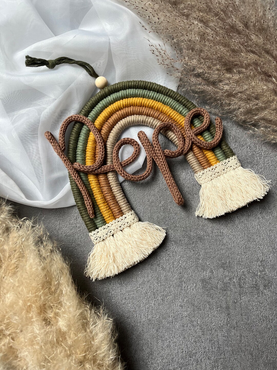 Macrame Rainbow L Personalized Gift Baptism Birth Christmas Easter ...