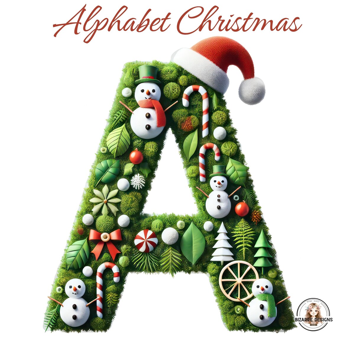 Christmas Alphabet, Santa Alphabet Tree Clipart , A-Z Clipart ...