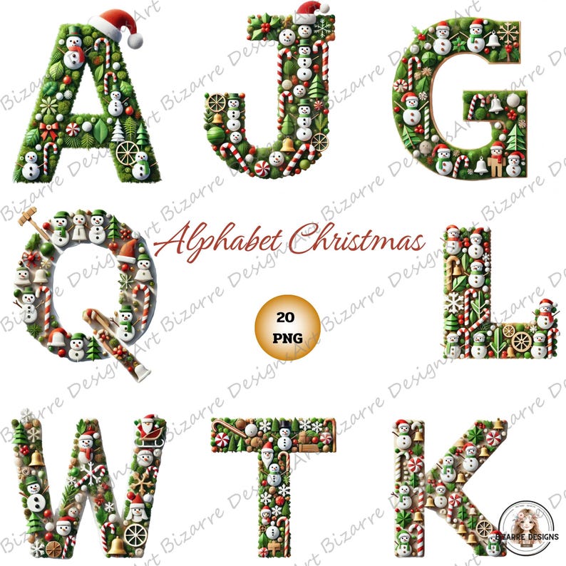 Christmas Alphabet, Santa Alphabet Tree Clipart , A-Z Clipart ...