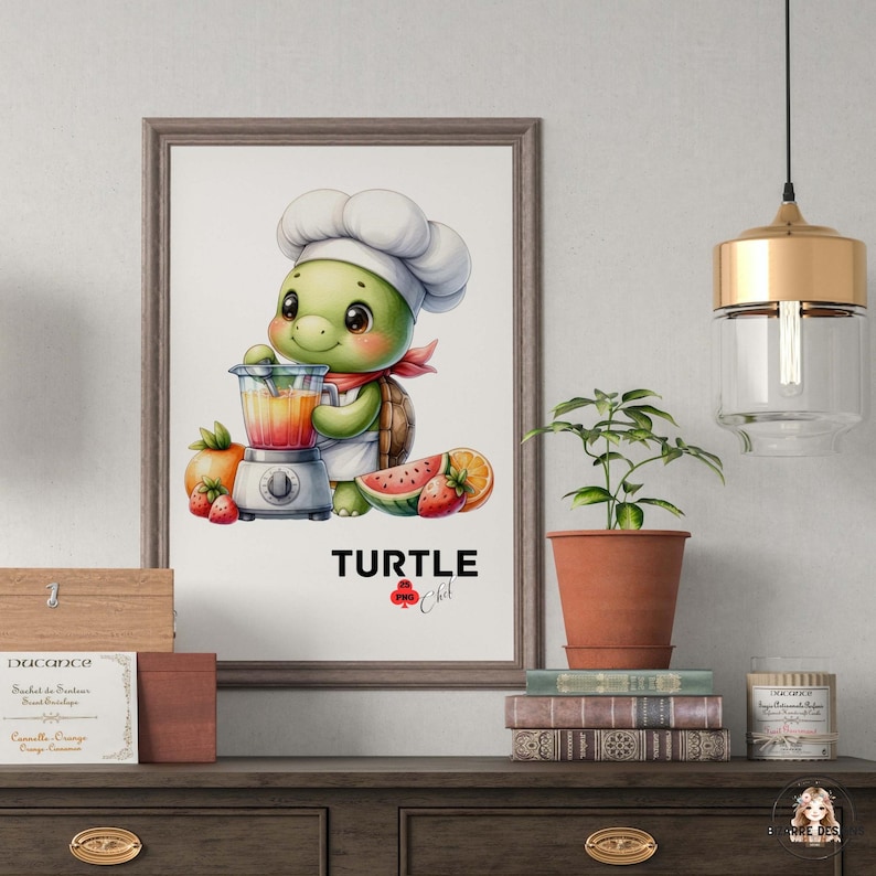 Turtle Chef Clipart, Adorable Turtle Cooking Pngs Collection, for ...