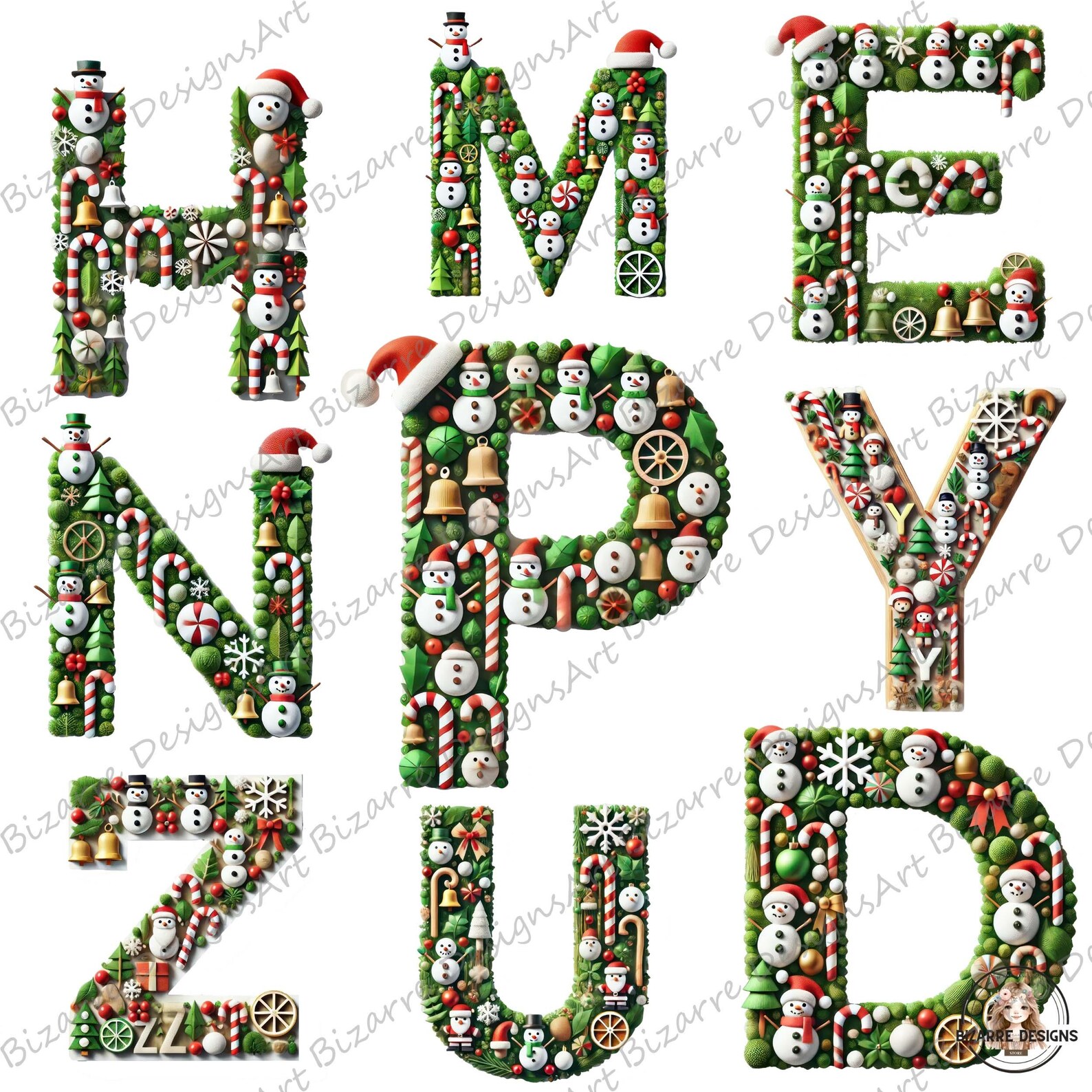 Christmas Alphabet, Santa Alphabet Tree Clipart , A-Z Clipart ...